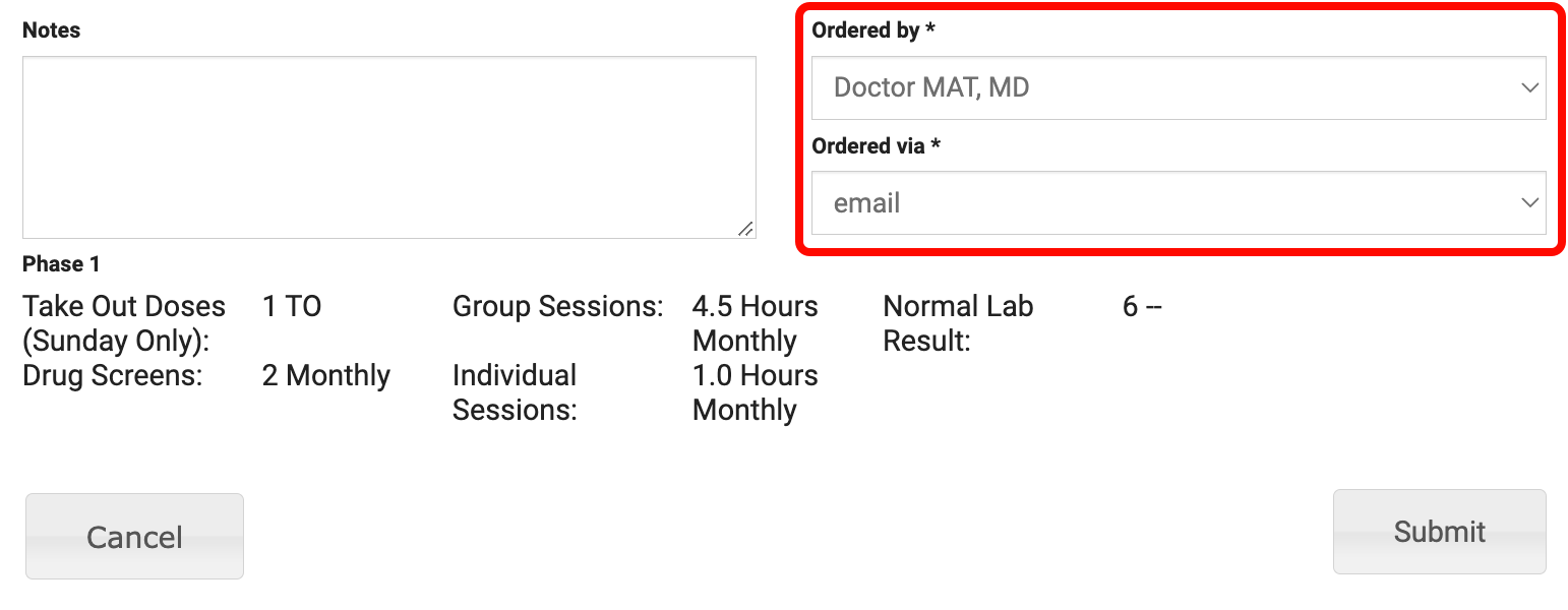 MAT Taper Order – Kipu Health