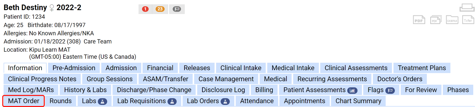 Add MAT Order tab to a Patient Chart – Kipu Health