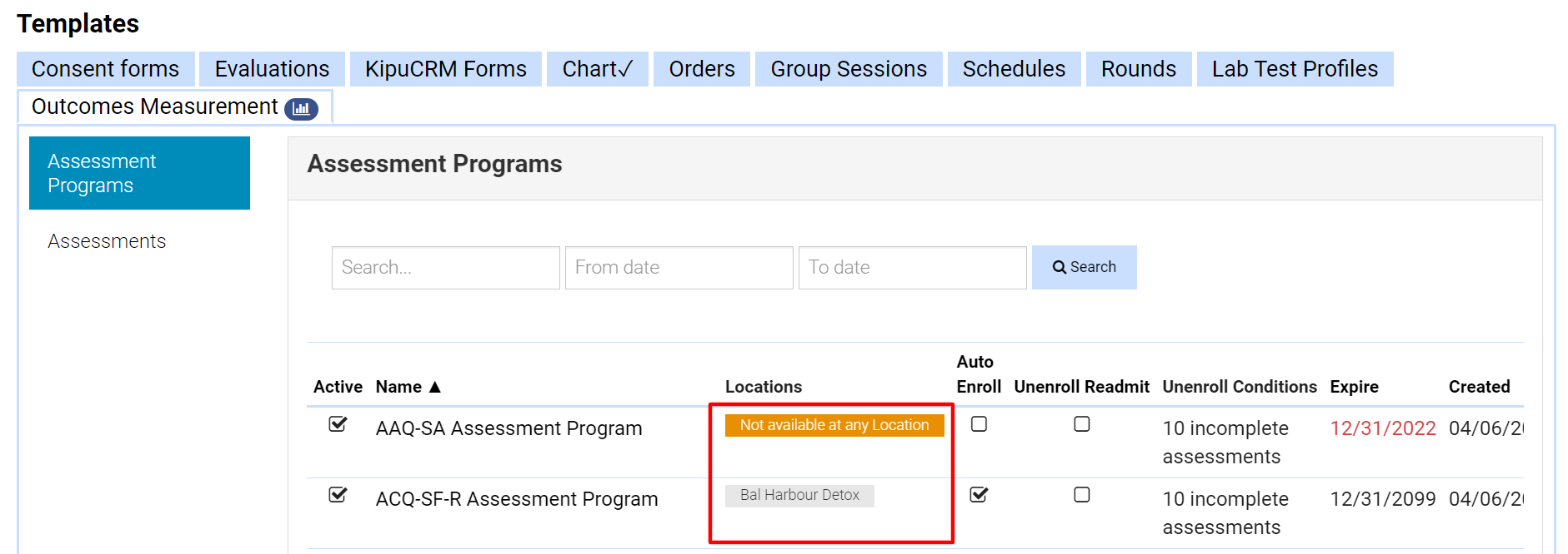 My Patient Assessments are missing, how do I re-enable them? – Kipu Health