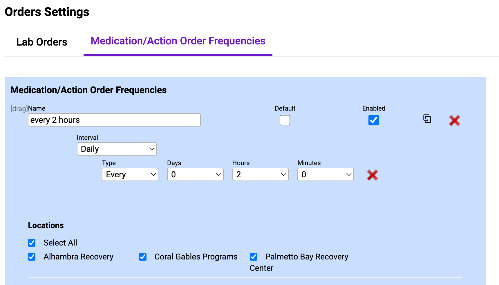 Settings: Orders Tab – Kipu Health
