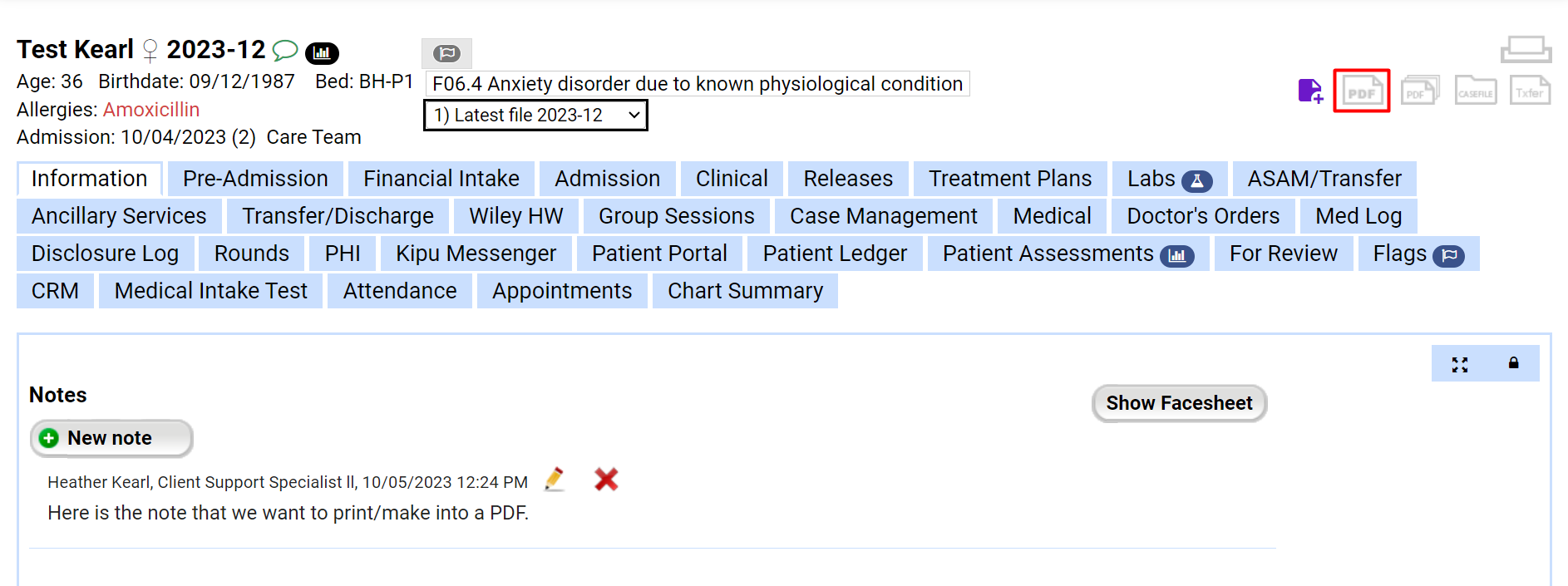 How Do I Print a Note That Is on the Patients Facesheet/Information Tab ...