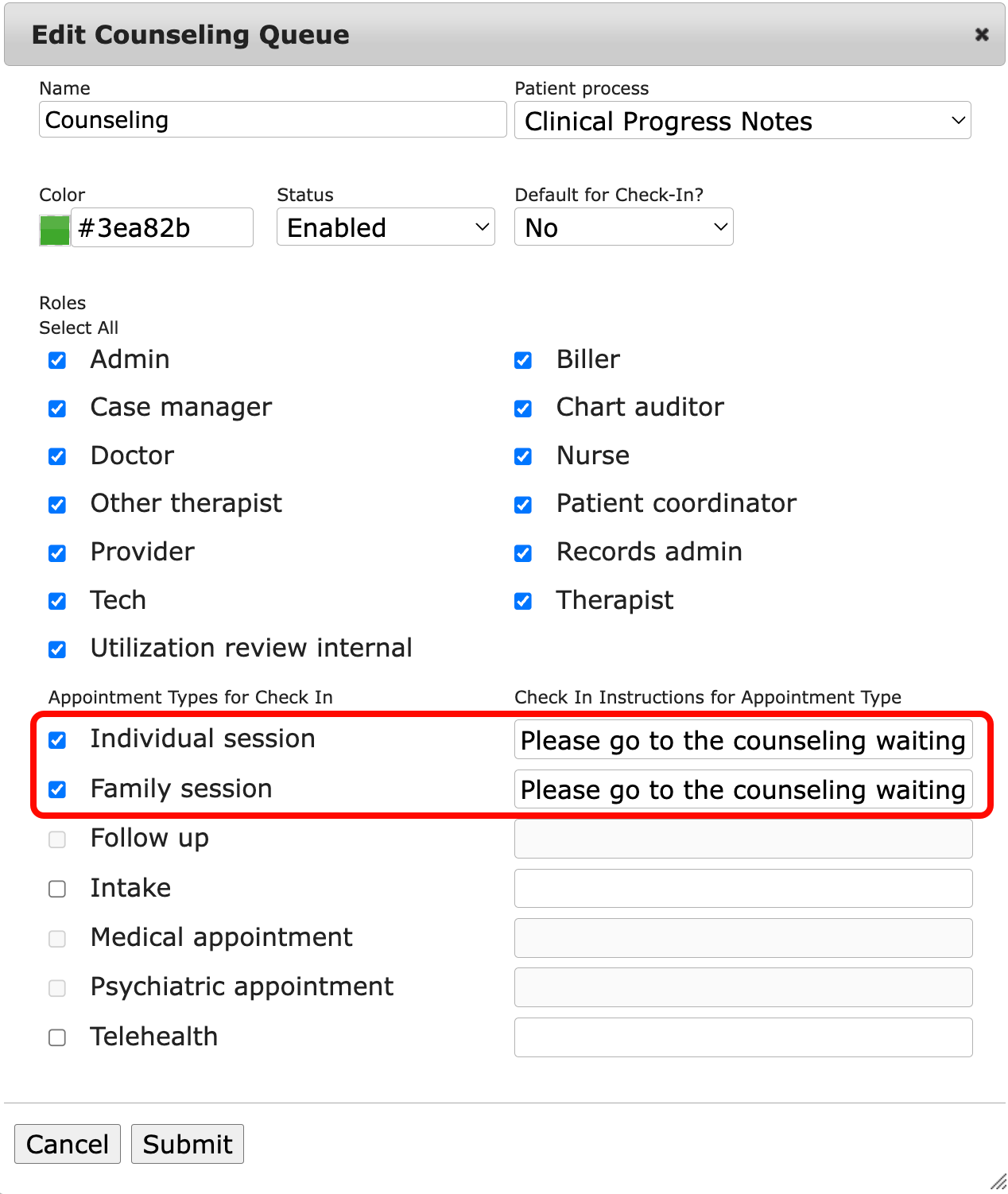 Kiosk Appointment Types for Check-in Settings – Kipu Health
