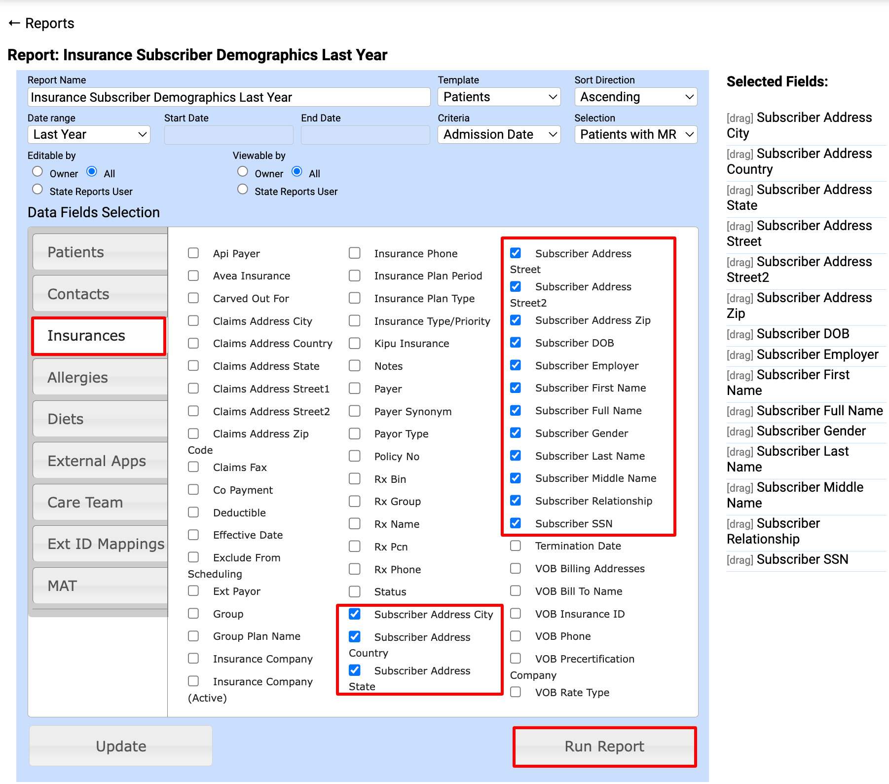 How Do I Generate a Report With All Insurance Subscriber Demographic ...