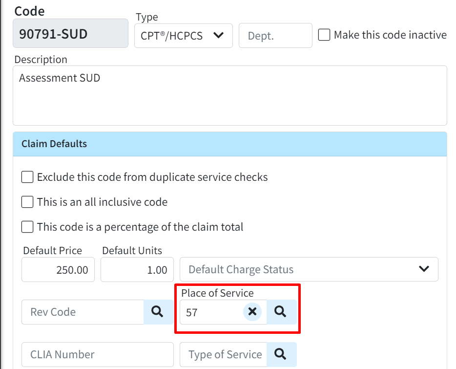 How can I automate the place of service for a specific code when ...