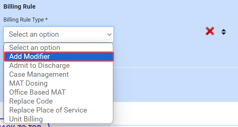 Payer Rules: Add Modifier – Kipu Health