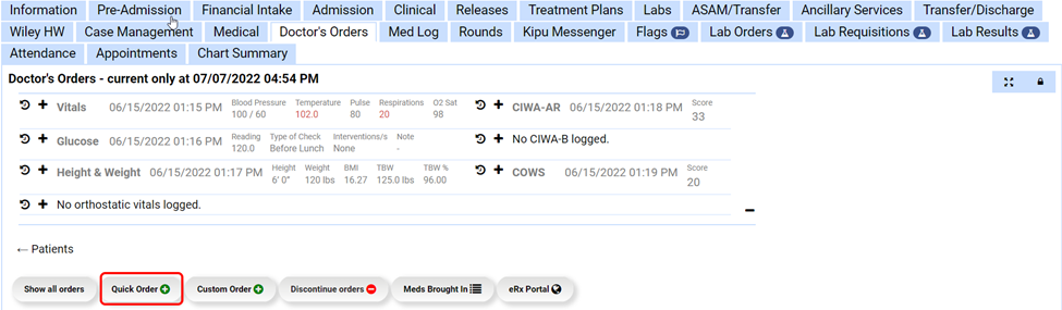 Medications: Quick Orders – Kipu Health