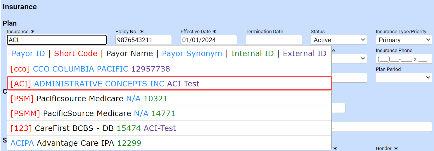 Autocomplete Service: Insurance List – Kipu Health