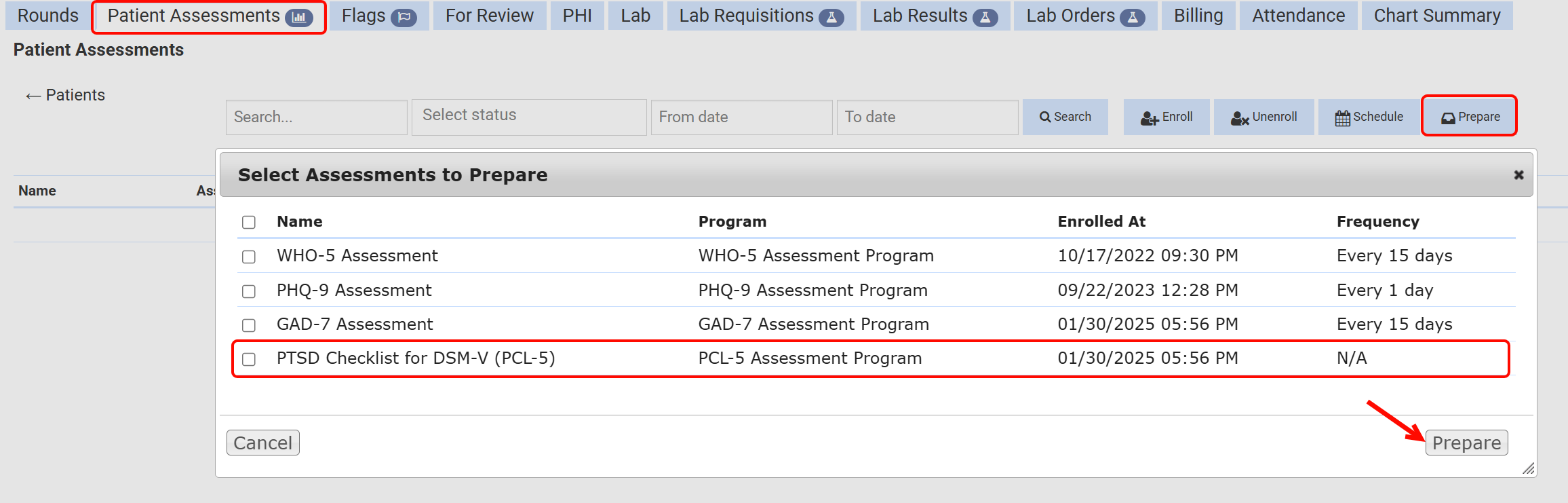 Continued Care: Collect Outcome Measurement Assessments – Kipu Health