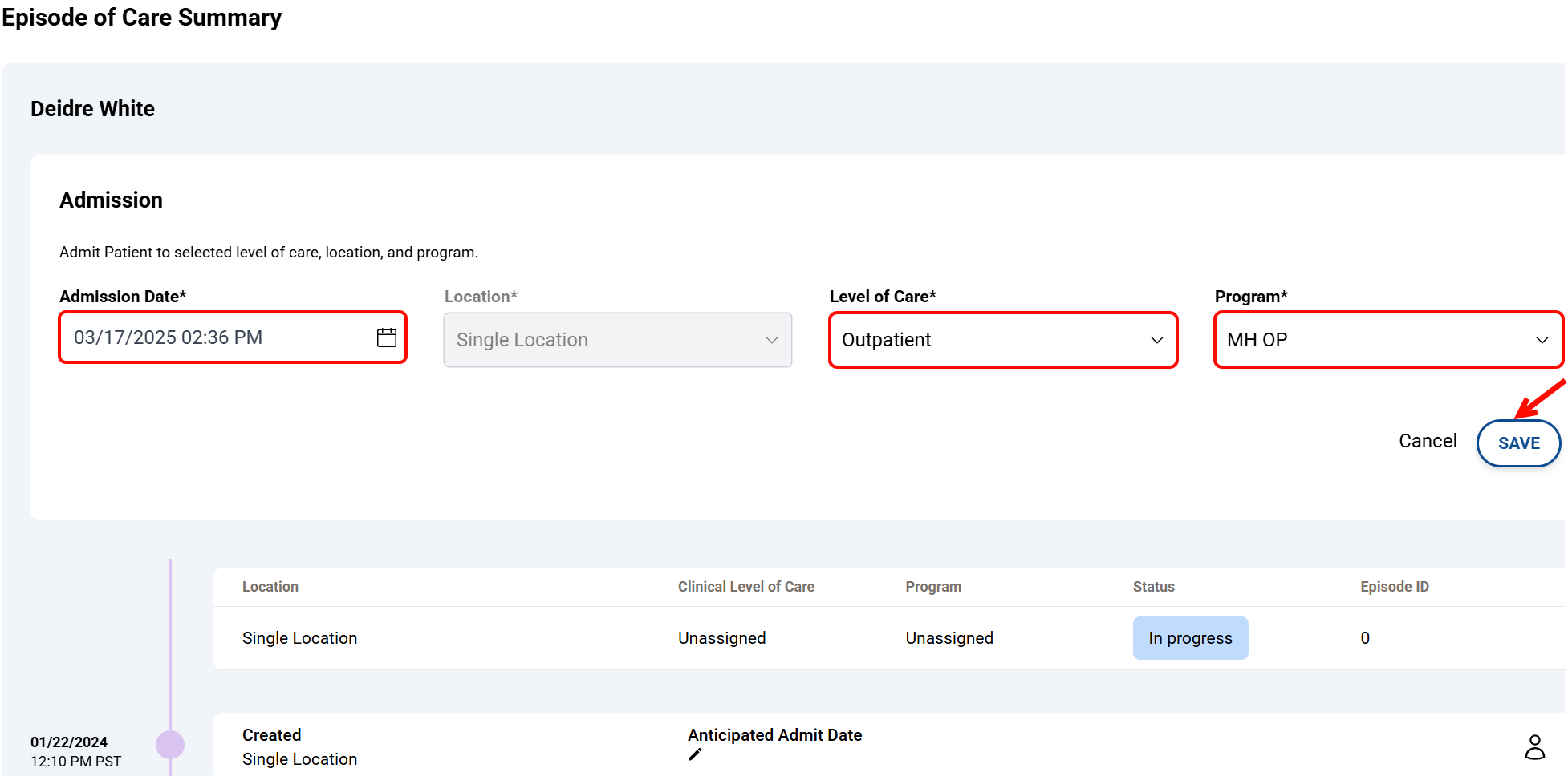 Treatment Episodes: Admission Workflow – Kipu Health