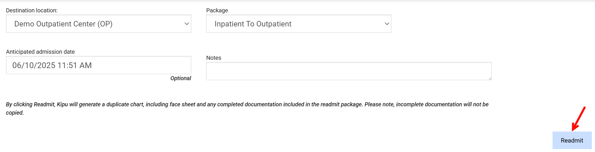 Treatment Episode: Readmit a Patient – Kipu Health