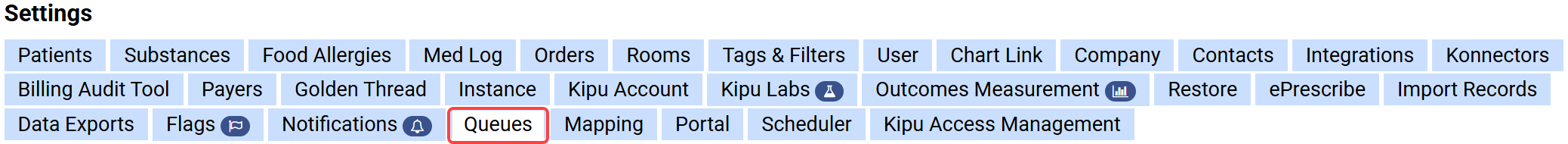 Settings: Queues – Kipu Health