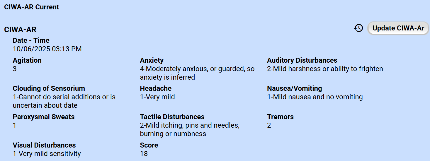 Integrated Assessments: CIWA-Ar, CIWA-B, COWS – Kipu Health