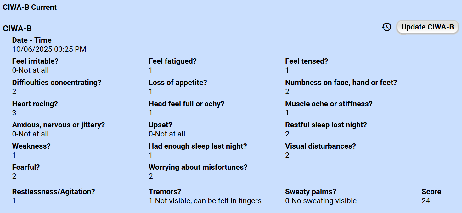 Integrated Assessments: CIWA-Ar, CIWA-B, COWS – Kipu Health