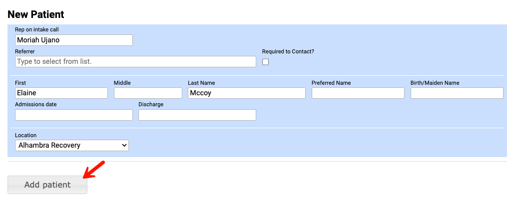 Add Patient – Kipu Health