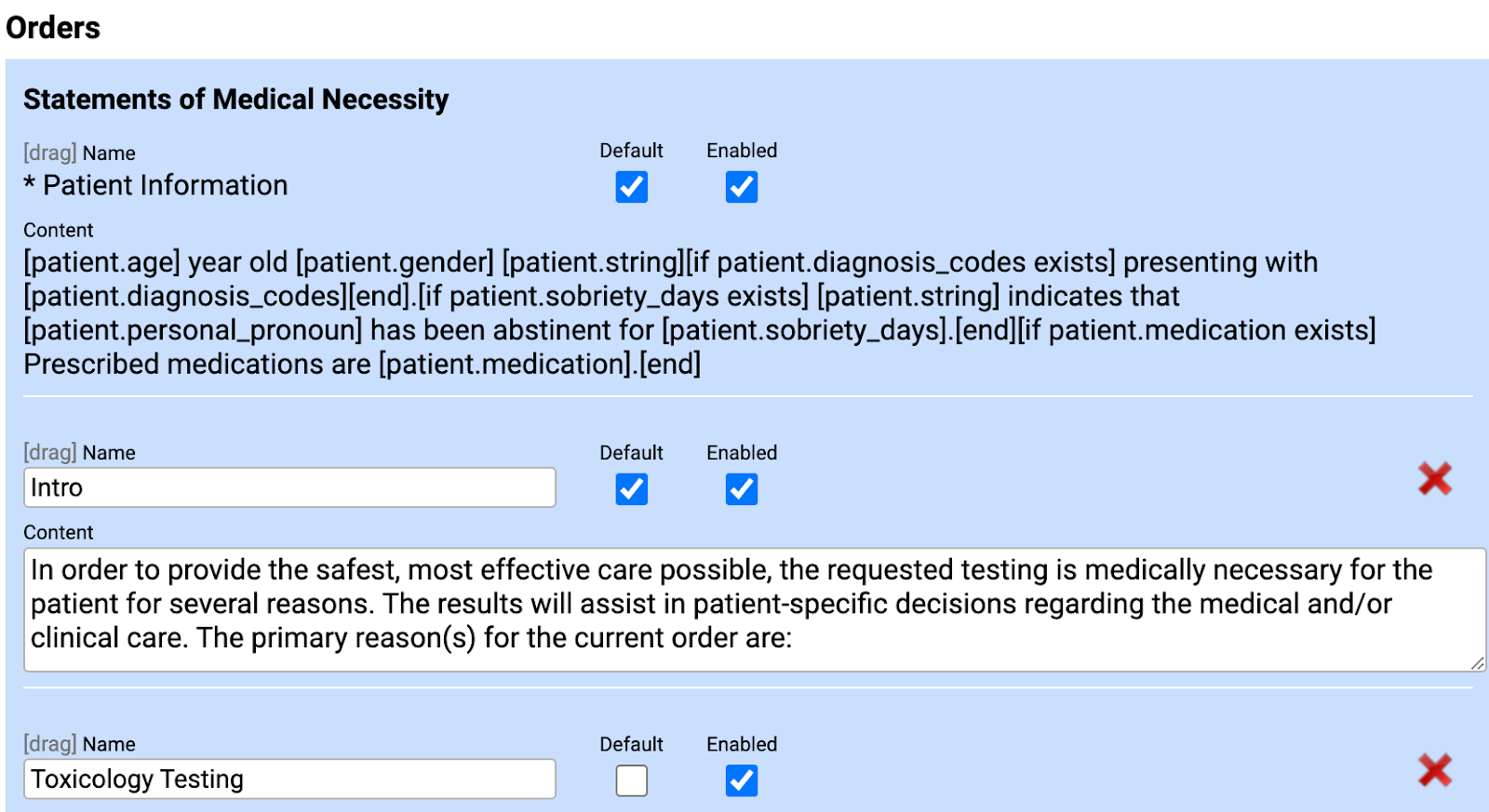 Settings: Orders Tab – Kipu Health