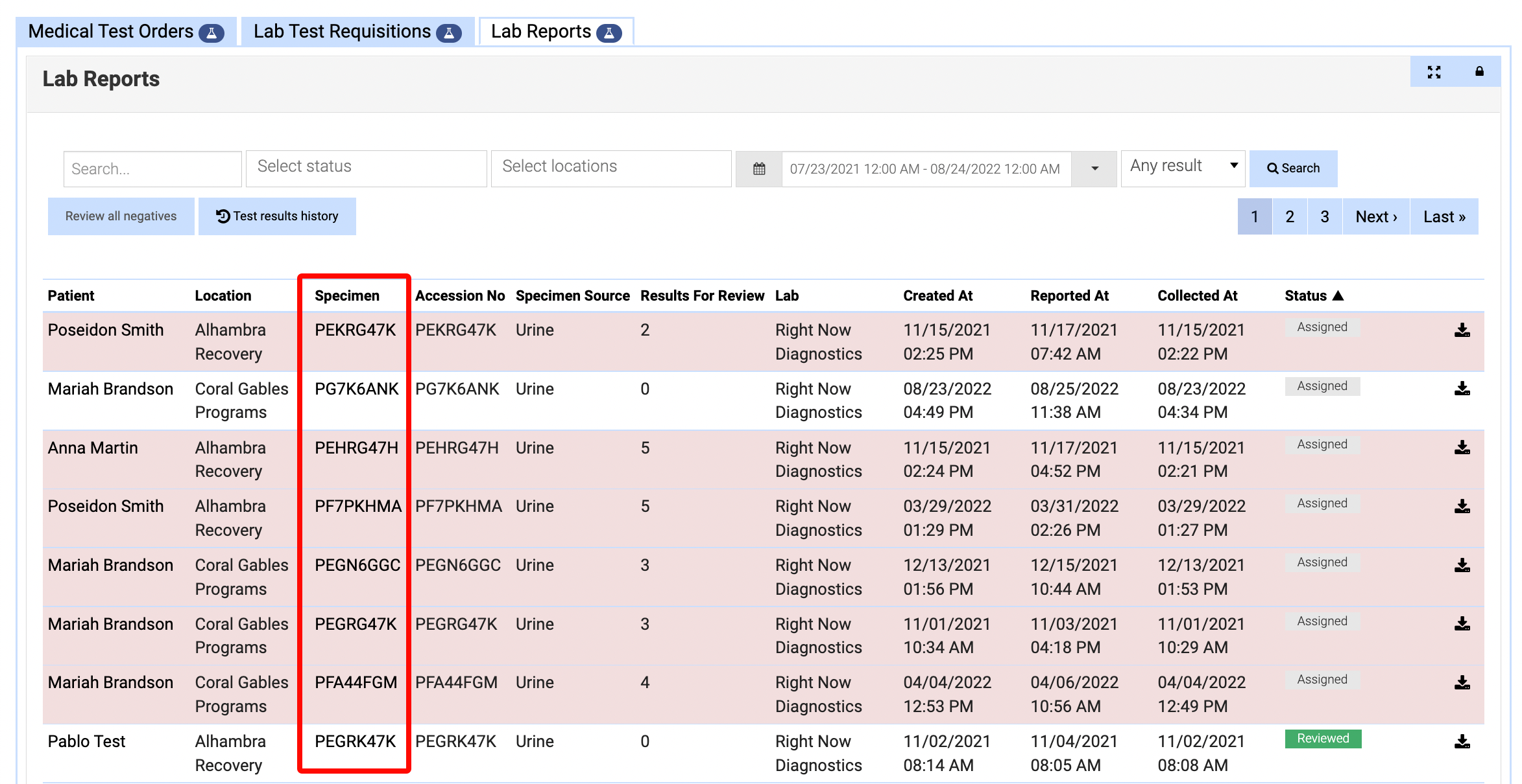 Lab Interface: Lab Reports (Results) – Kipu Health