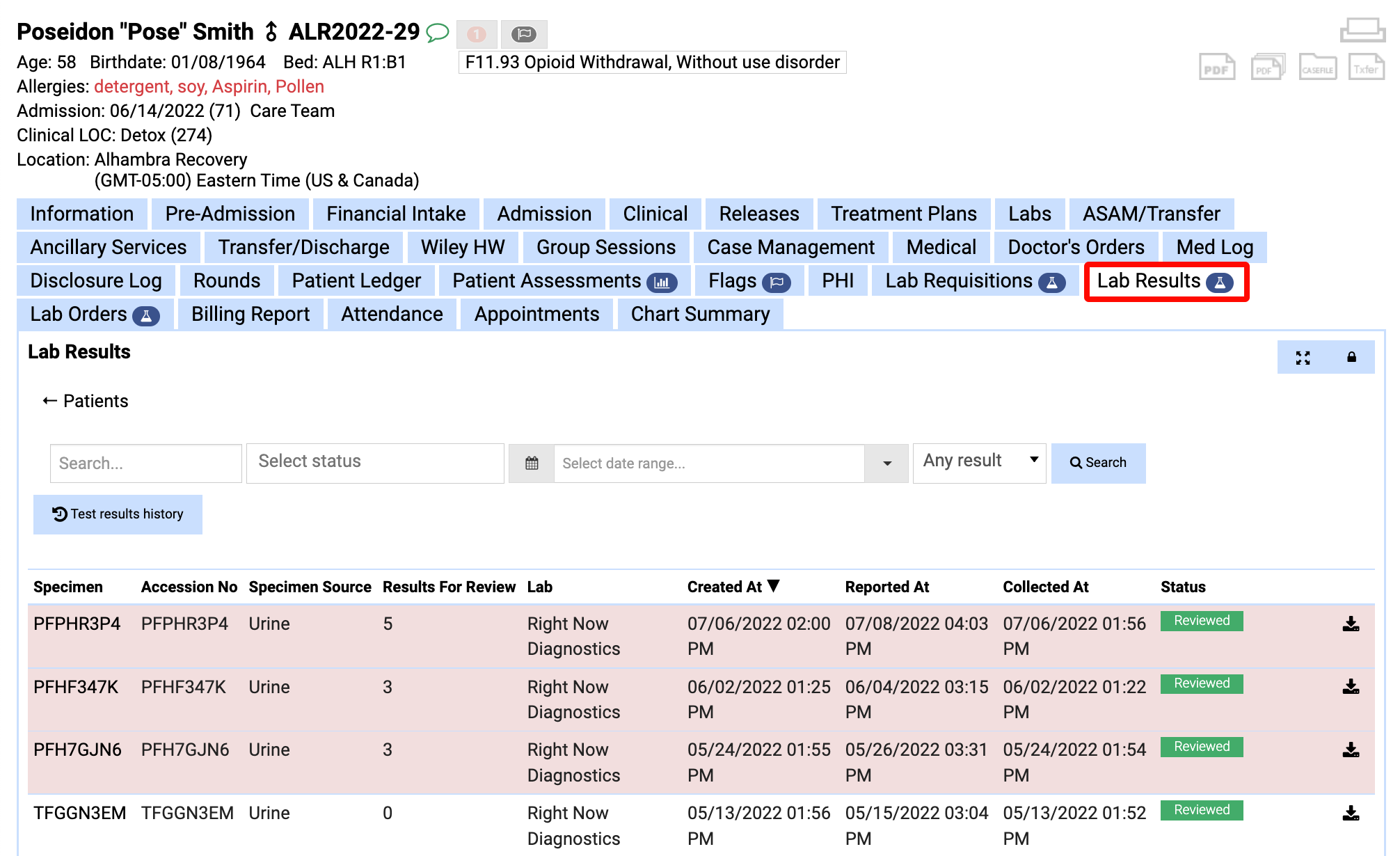 Lab Interface: Lab Reports (Results) – Kipu Health