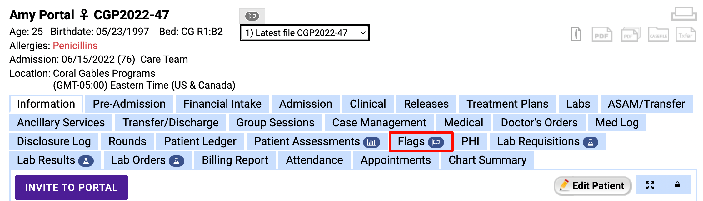 Settings: Flags Tab – Kipu Health