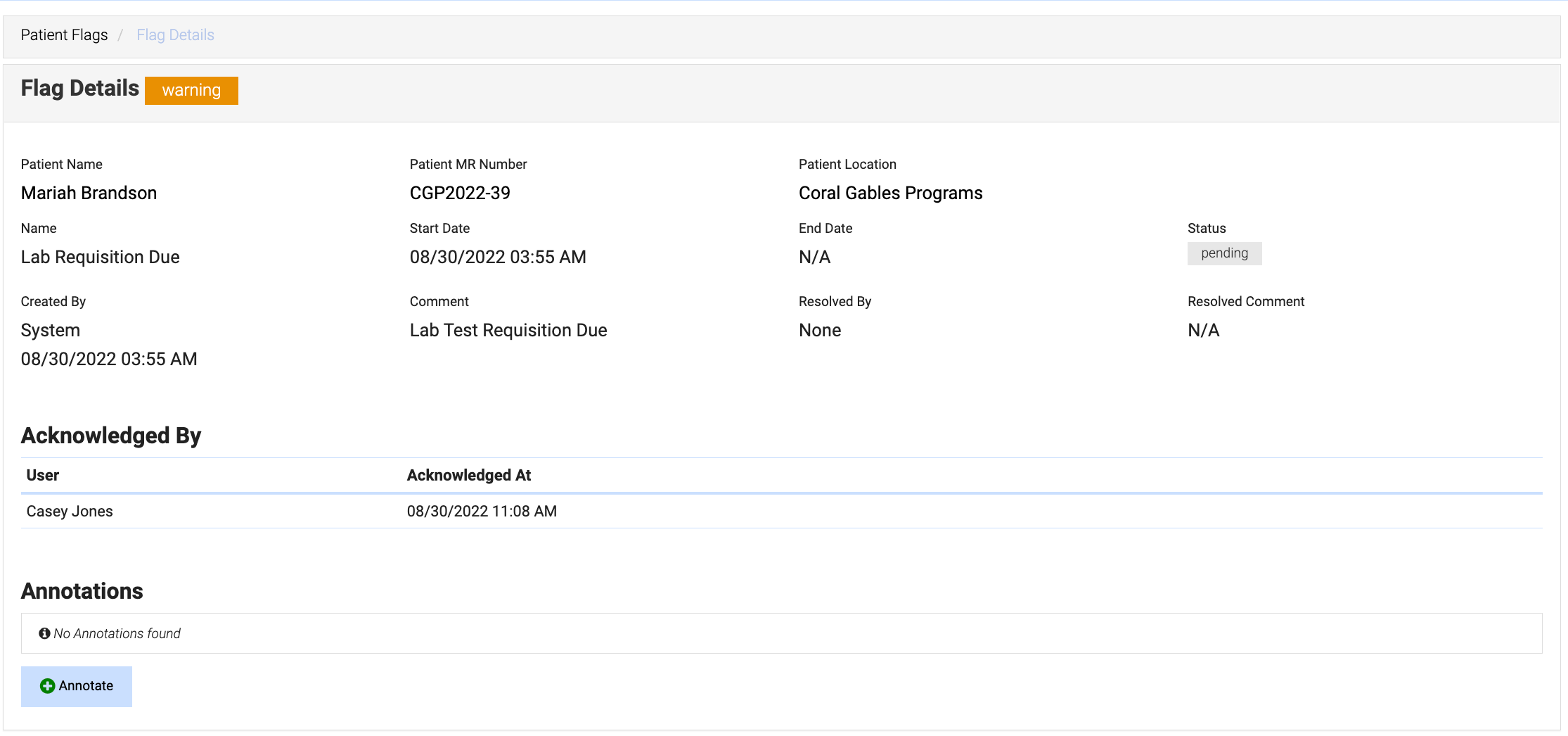 Patient Flags – Kipu Health