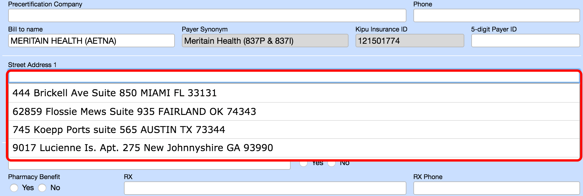Autocomplete Service: Insurance List – Kipu Health