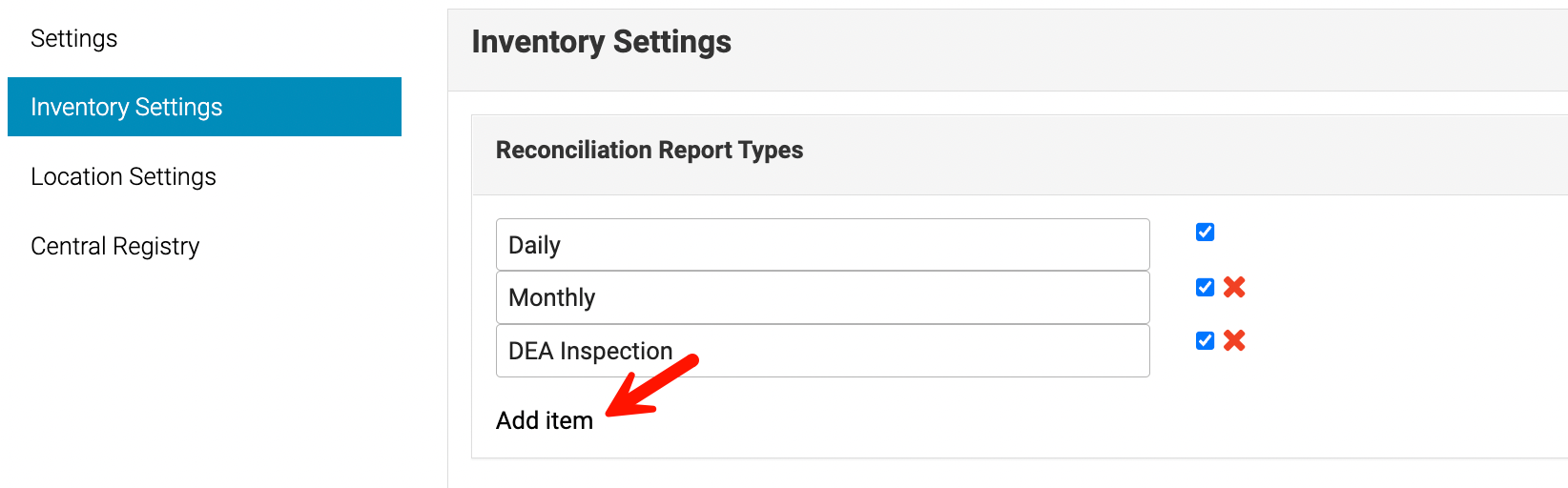 MAT Tab: Inventory Settings – Kipu Health