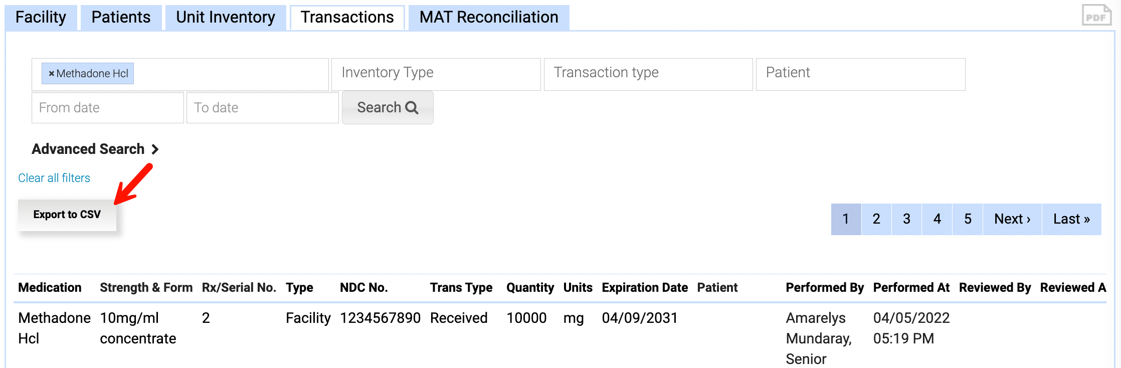 MAT Inventory Transactions Report – Kipu Health