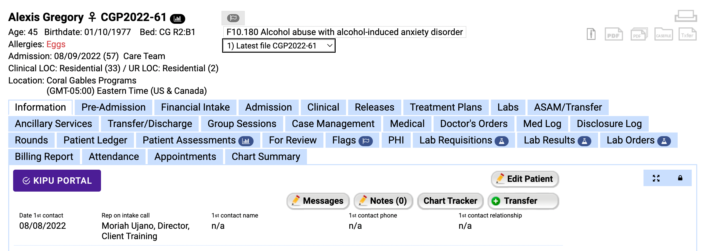 Patient Chart: Overview – Kipu Health