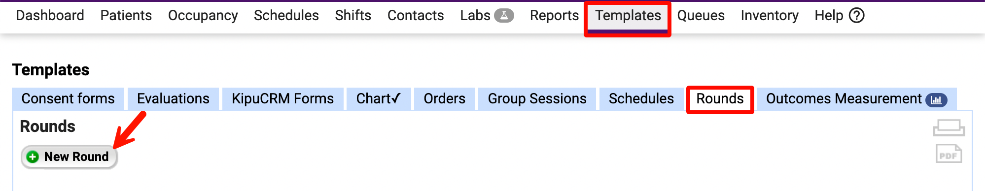 Templates: Rounds – Kipu Health