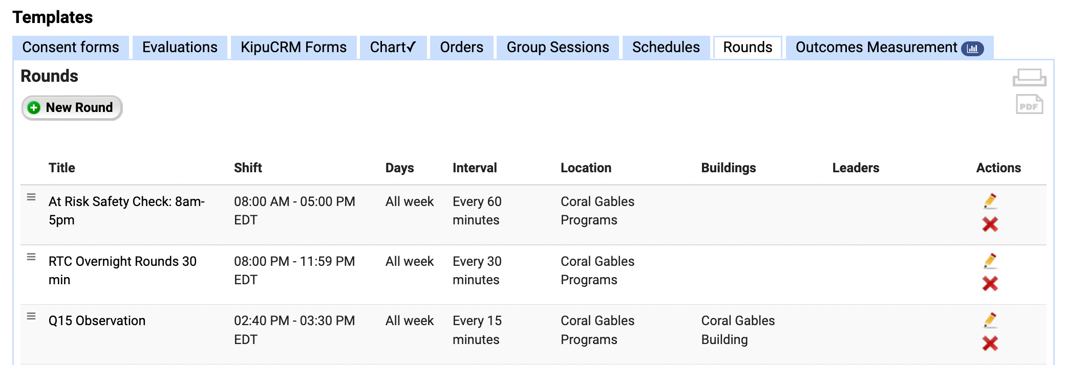 Templates: Rounds – Kipu Health