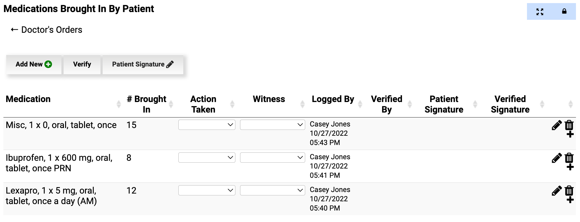 Medications Brought In by Patient Workflow – Kipu Health